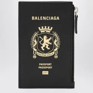 Balenciaga Leather Passport Holder And Wallet - Black
