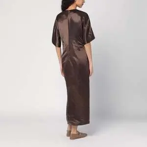 Loulou De Saison Linen And Silk Long Dress - Brown