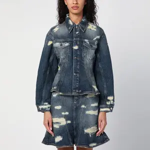 Marc Jacobs Washed Denim Trucker Jacket With Distressed Detail