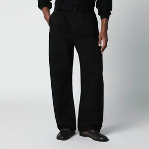 LEMAIRE Cotton Denim Trousers With Belt - Black