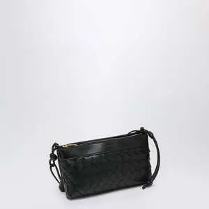 Bottega Veneta Double Patch Leather And Intrecciato Bag - Black