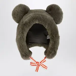 MINI RODINI Faux Fur Ear Hat - Grey