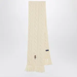Ralph Lauren Polo Bear Scarf In Cream Wool - Green