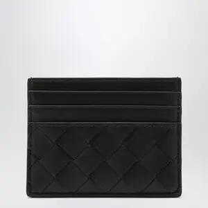 Bottega Veneta Card Holder In Intrecciato - Black
