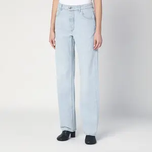 Bottega Veneta Light Denim Jeans With Intrecciato Patch