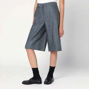 JIL SANDER Two-tone Wool Blend Bermuda Shorts