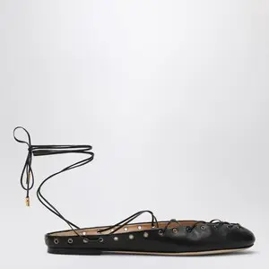 Chloé Leather Ghillie Ballerinas - Black