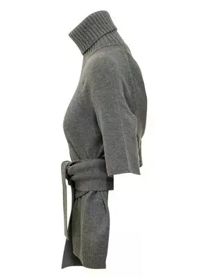 LANVIN Turtleneck Belted Top - Grey