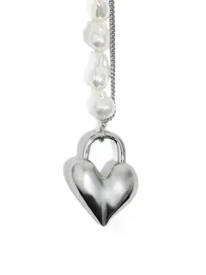 Bimba Y Lola Heart Padlock Faux Pearl Necklace