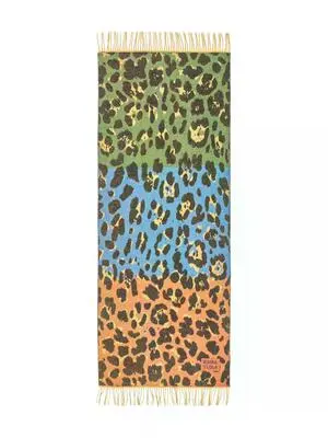 Bimba Y Lola Leopard-print Fringed Scarf - Orange