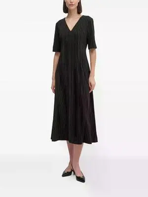 Dkny Striped V-neck Midi Dress