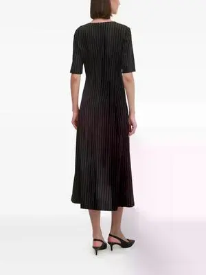 Dkny Striped V-neck Midi Dress