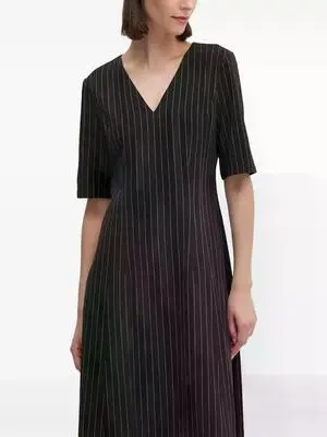 Dkny Striped V-neck Midi Dress