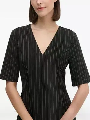 Dkny Striped V-neck Midi Dress