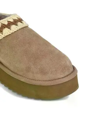 Mou Leather Platform Slippers - Brown