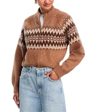 525 America Fair Isle Zip Bomber Sweater