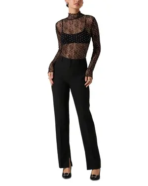 Astr The Label Kyra Lace Mock Neck Top