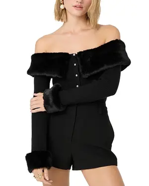 Astr The Label Tabitha Faux Fur Trimmed Sweater