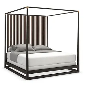 CARACOLE Pinstripe Canopy King Bed - Dark Chocolate