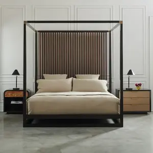 CARACOLE Pinstripe Canopy King Bed