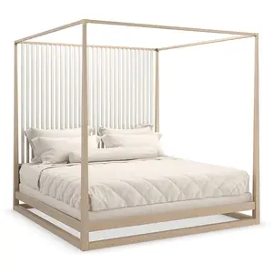 CARACOLE Pinstripe Canopy King Bed - Sun Drenched Oak