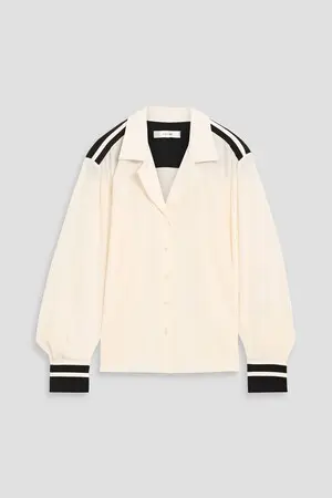 FRAME Striped Silk Crepe De Chine Shirt - Cream