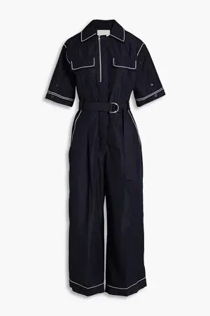 3.1 Phillip Lim Embroidered Cotton-blend Poplin Jumpsuit - Midnight Blue