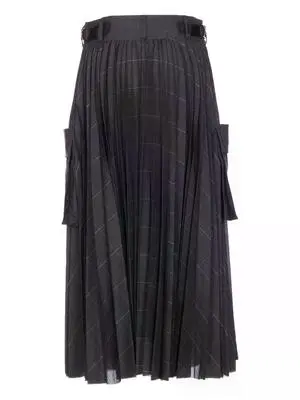 Sacai Check-pattern Pleated Skirt