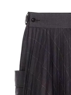 Sacai Check-pattern Pleated Skirt