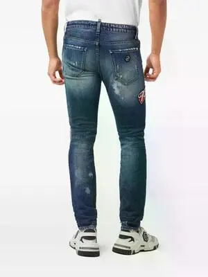 Philipp Plein Super Straight Cut Jeans With Patches