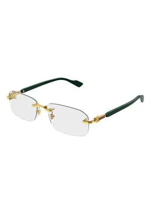 Gucci Logo Detail Rimless Glasses - Gold