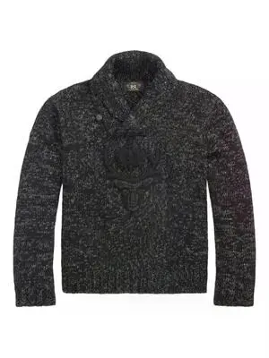 Ralph Lauren Embroidered Shawl-collar Wool Pullover