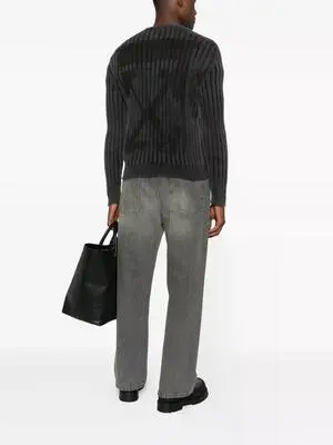 Off-White Ribbed Distressed-finish Sweater