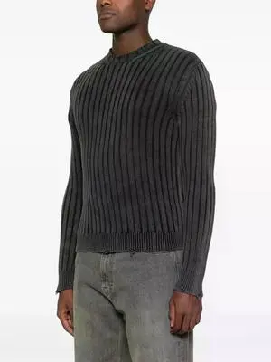 Off-White Ribbed Distressed-finish Sweater