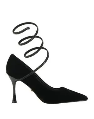 TWENTY FOUR HAITCH Velvet Pointed Toe Pumps - Black