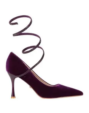 TWENTY FOUR HAITCH Velvet Pointed Toe Pumps - Purple