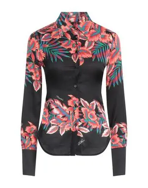 Pinko Satin Shirt With Floral Print And Brand Logo