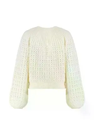 Chloé Balloon-sleeve Open-knit Cardigan - Neutrals