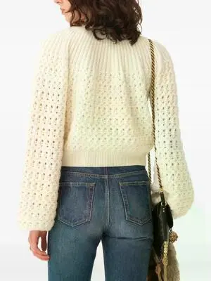 Chloé Balloon-sleeve Open-knit Cardigan - Neutrals