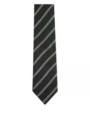 Zegna Geometric Pattern Silk Tie - Green