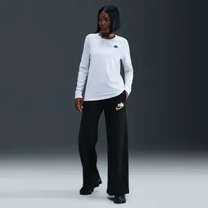 Nike Sportswear Club Fleece Mid-rise Wide-leg Pants - Black
