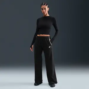 Nike Sportswear Club Fleece Mid-rise Wide-leg Cozy Pants - Black