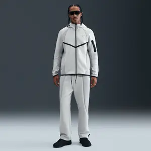 Nike Tech Color-block Open-hem Fleece Pants - Grey
