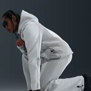 Nike Tech Color-block Open-hem Fleece Pants - Grey