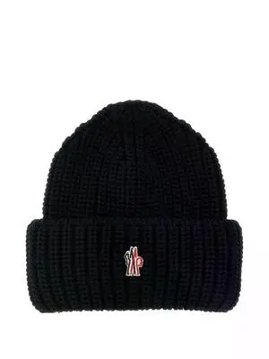 Moncler Logo-patch Ribbed Beanie - Black