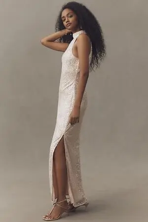 Bhldn High-neck Sequin Maxi Dress