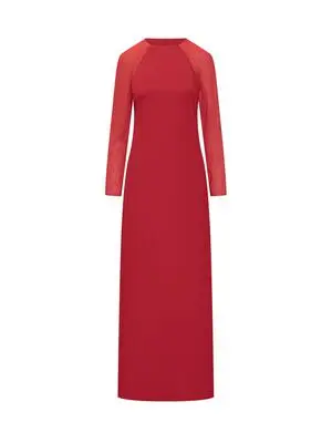 Alberta Ferretti Alberta Ferretti Long Dress With Sheer Sleeves - Red