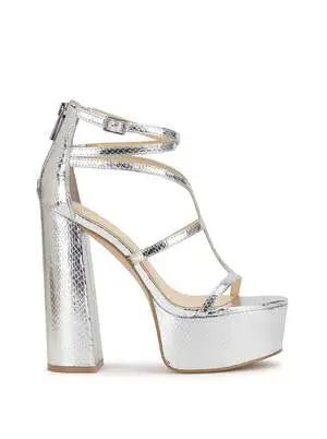Vince Camuto Aamina Platform Sandal - Silver Metallic Snake