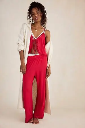 Free People Intimately Sleepless Summer Pant Set - Luxe Red Combo