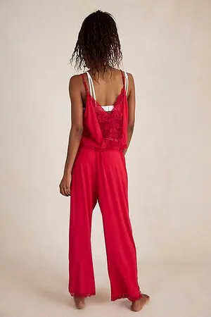 Free People Intimately Sleepless Summer Pant Set - Luxe Red Combo